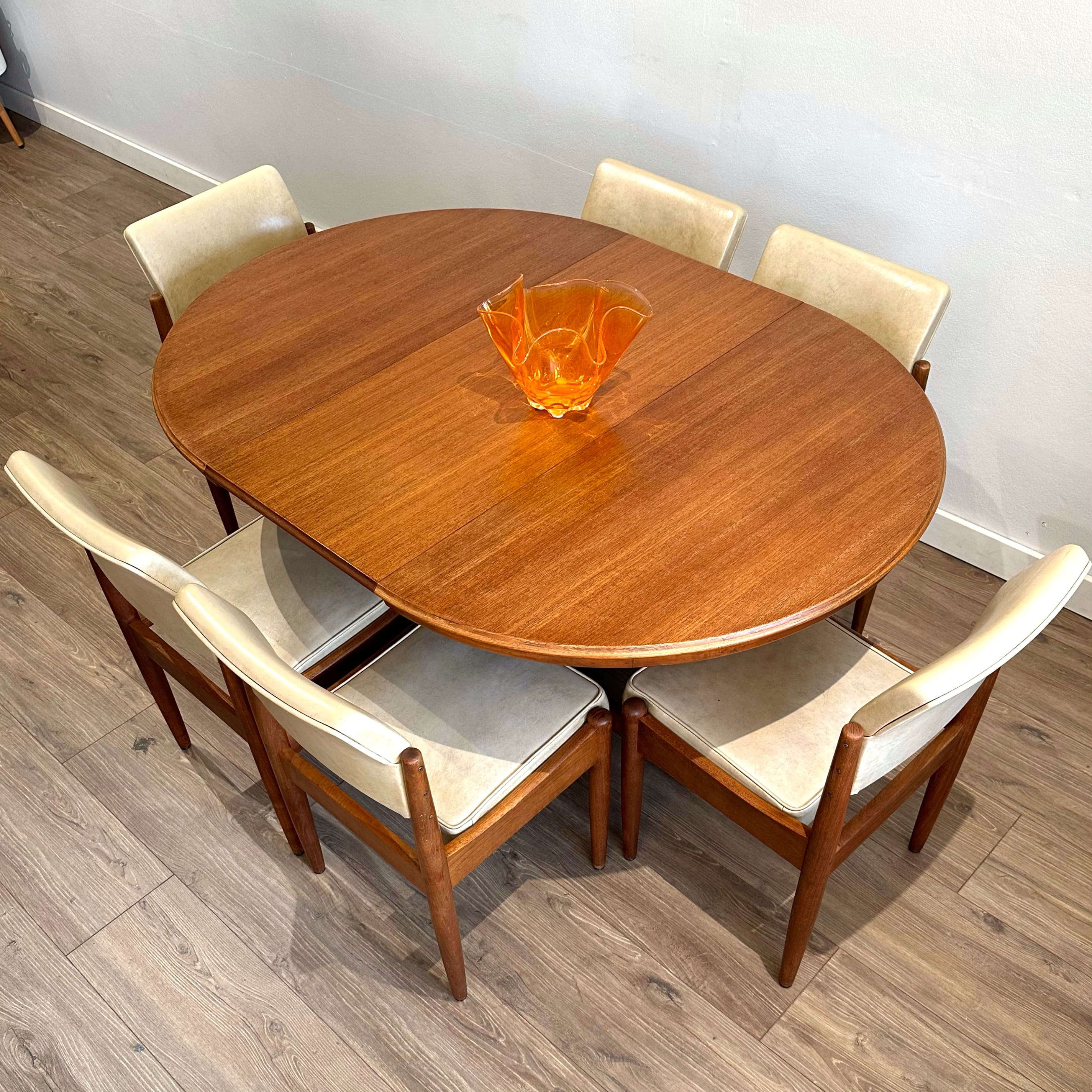 Mid Century Teak Round Extendable Dining Table by Chiswell – retro bay